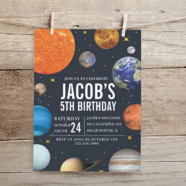 Solar System Space-themed Birthday Invitation | Zazzle