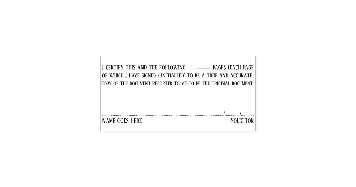 Solicitor certify pages of document true copy self-inking stamp | Zazzle