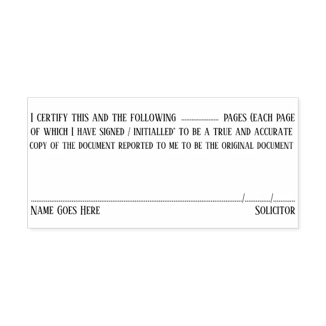 Solicitor certify pages of document true copy self-inking stamp | Zazzle