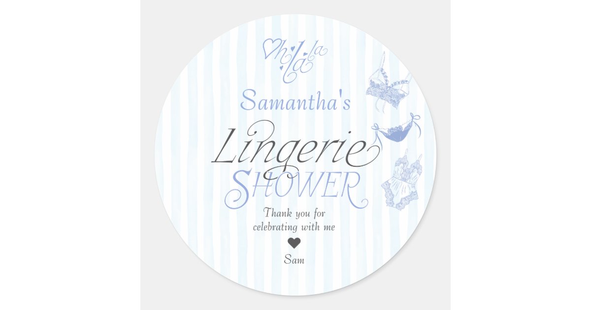 Something Blue Preppy Lace Lingerie Bridal Shower Classic Round Sticker ...