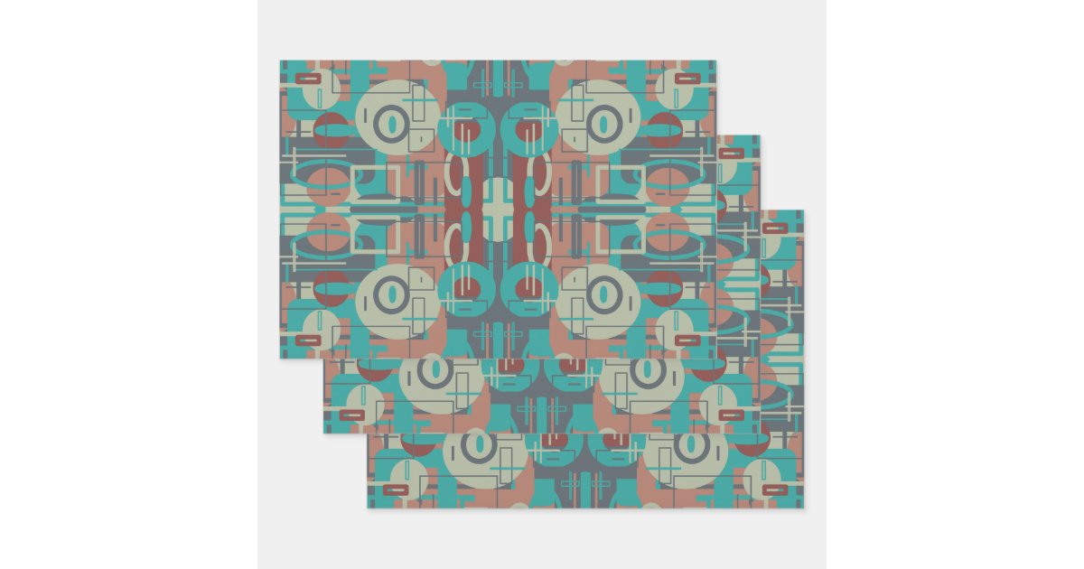 Southwestern Tribal Geometric Shapes Abstract Art Wrapping Paper Sheet ...