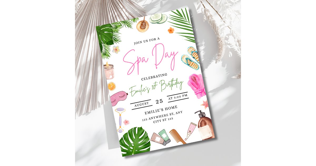 Spa Day Birthday Invitation, Girls Pamper Party Invitation | Zazzle
