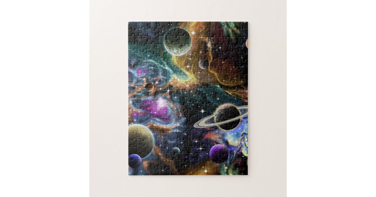 Space Nebula and Planets Jigsaw Puzzle | Zazzle Space Nebula and Planets Jigsaw Puzzle | Zazzle