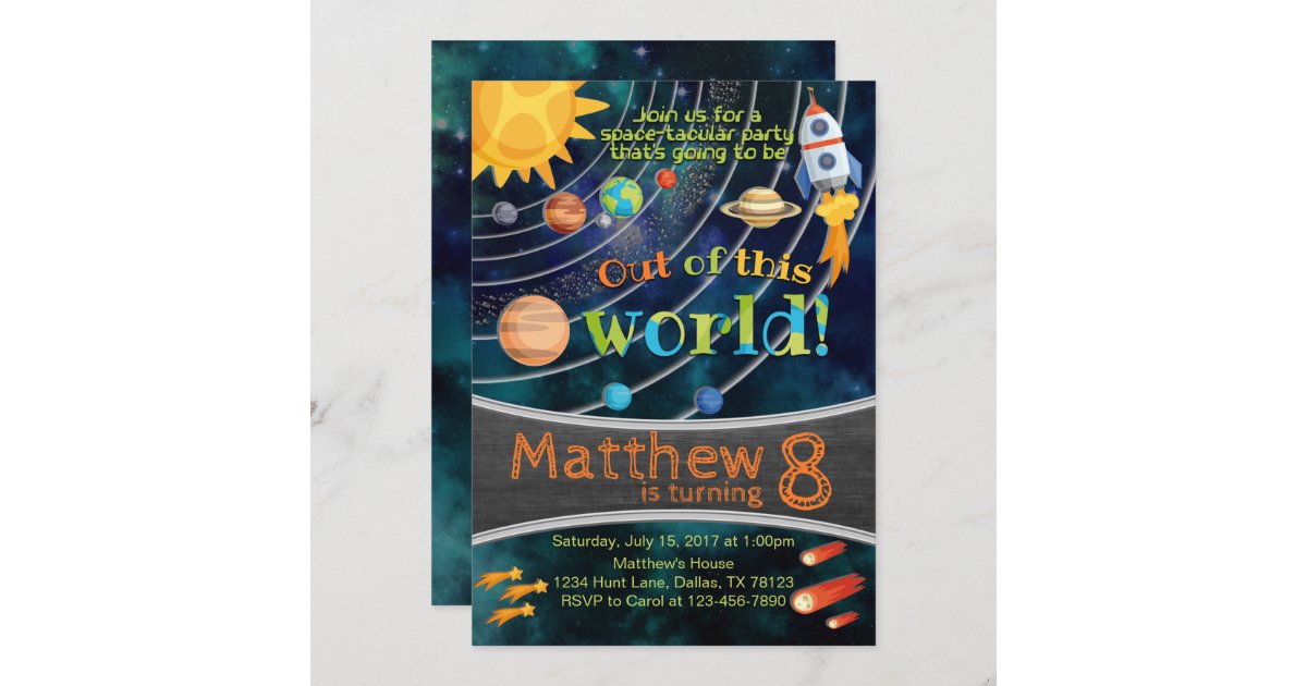 Space Solar System Planet Birthday Invitation | Zazzle