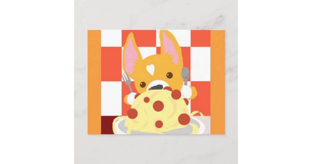 Spaghetti Dinner Corgi Postcard | Zazzle