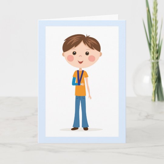 Speedy recovery - Cartoon boy with broken arm card | Zazzle.com.au