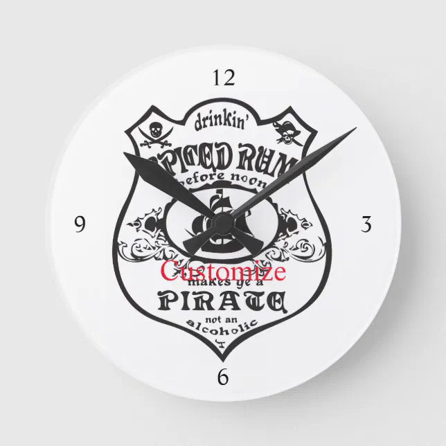 Spiced Rum Pirate Drink Thunder_Cove Round Clock | Zazzle