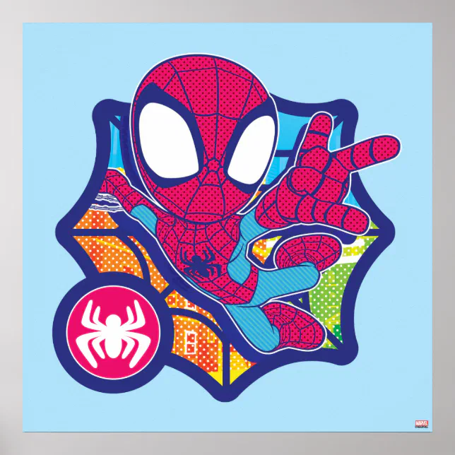 Spidey Comic-Style Web Graphic Poster | Zazzle