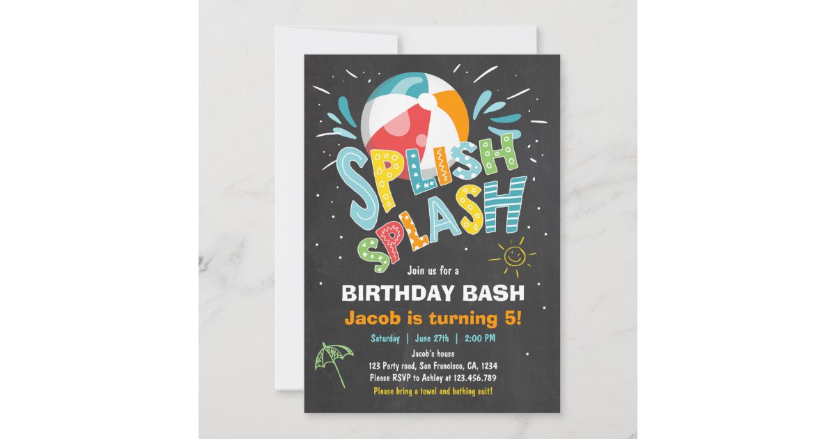 Splish Splash birthday invitation Pool party | Zazzle