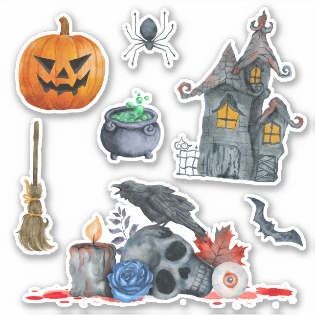 Spooky Halloween themed watercolour hand drawn | Zazzle
