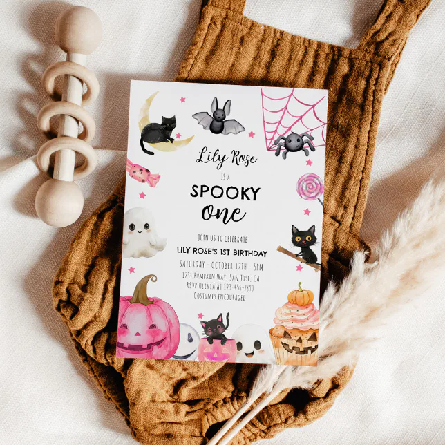 Spooky One Halloween Girl 1st Birthday Invitation | Zazzle