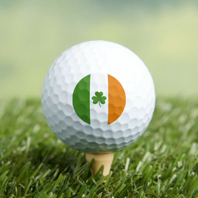 St Patrick's Day Irish Flag with Shamrock Clover Golf Balls | Zazzle