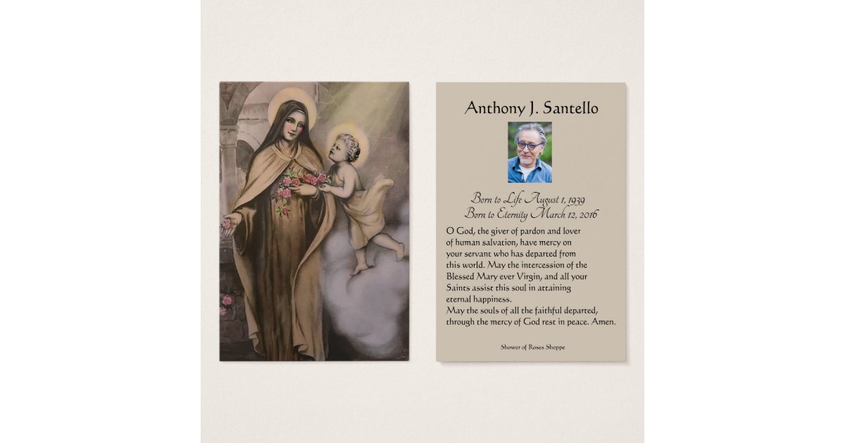 St. Therese Funeral Memorial Prayer Holy Card | Zazzle