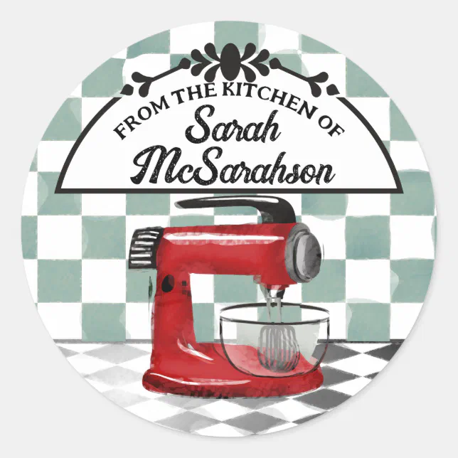 Stand mixer baking bakery gift tag sticker | Zazzle