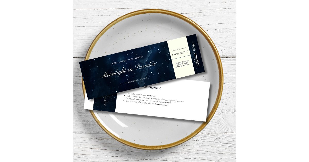 Starry Night Prom Ticket, Night Under The Stars Pr Invitation | Zazzle