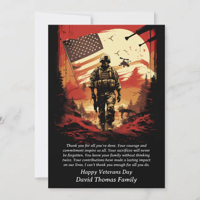 Stars and Stripes Patriotic United States Veteran Thank You Card | Zazzle
