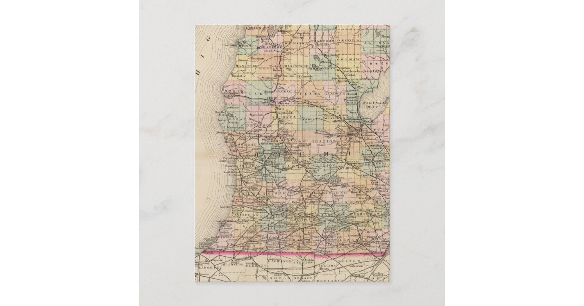 State of Michigan Atlas Map Postcard | Zazzle