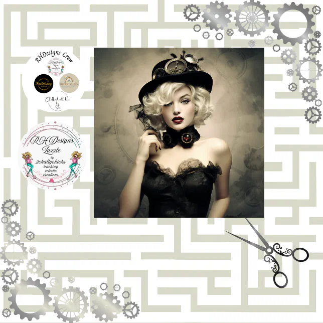 Steampunk Blonde Lady in Black Decoupage Tissue Paper | Zazzle