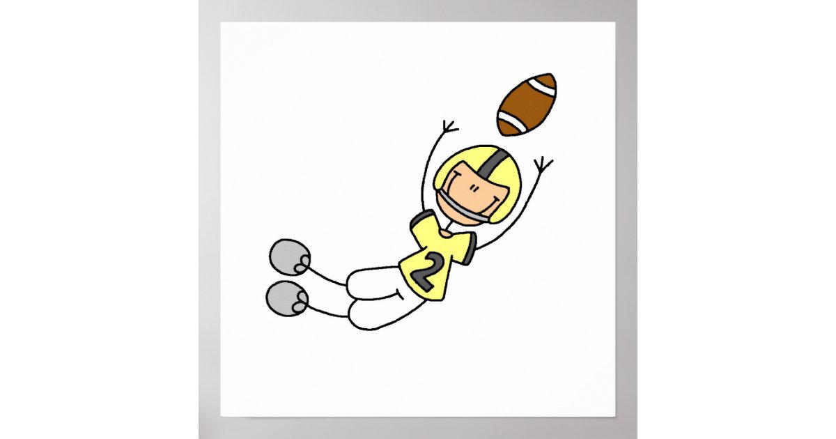 Stick Figure Football Yellow Poster | Zazzle