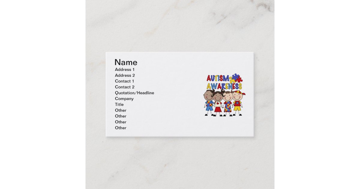 Stick Figure Kids Autism Awareness Business Card | Zazzle