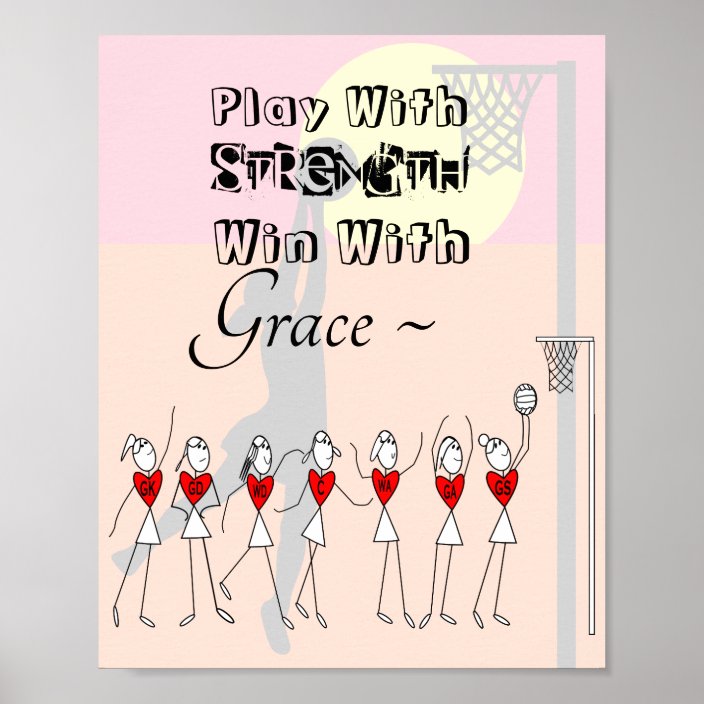 Stick Figures Motivational Netball Quote Poster | Zazzle.com.au