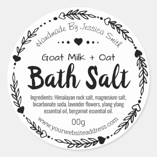Sticker Label For Homemade Bath Salt Soak | Zazzle.com.au