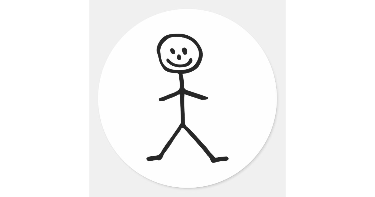 Stickman man classic round sticker | Zazzle