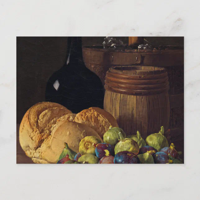 Still Life with Figs and Bread by Luis Melendez Postcard | Zazzle