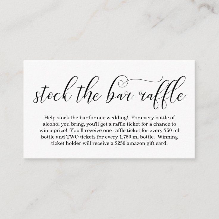 Stock the Bar Raffle Card Bridal Shower Invitation | Zazzle