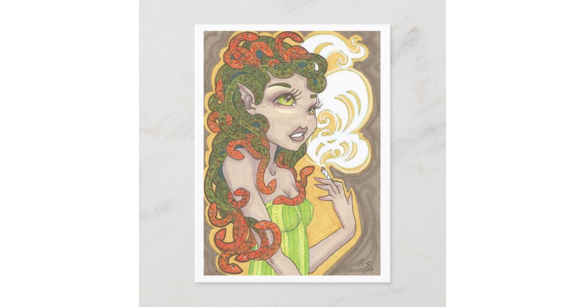 Stoney Lady Art Nouveau Medusa Print Postcard | Zazzle