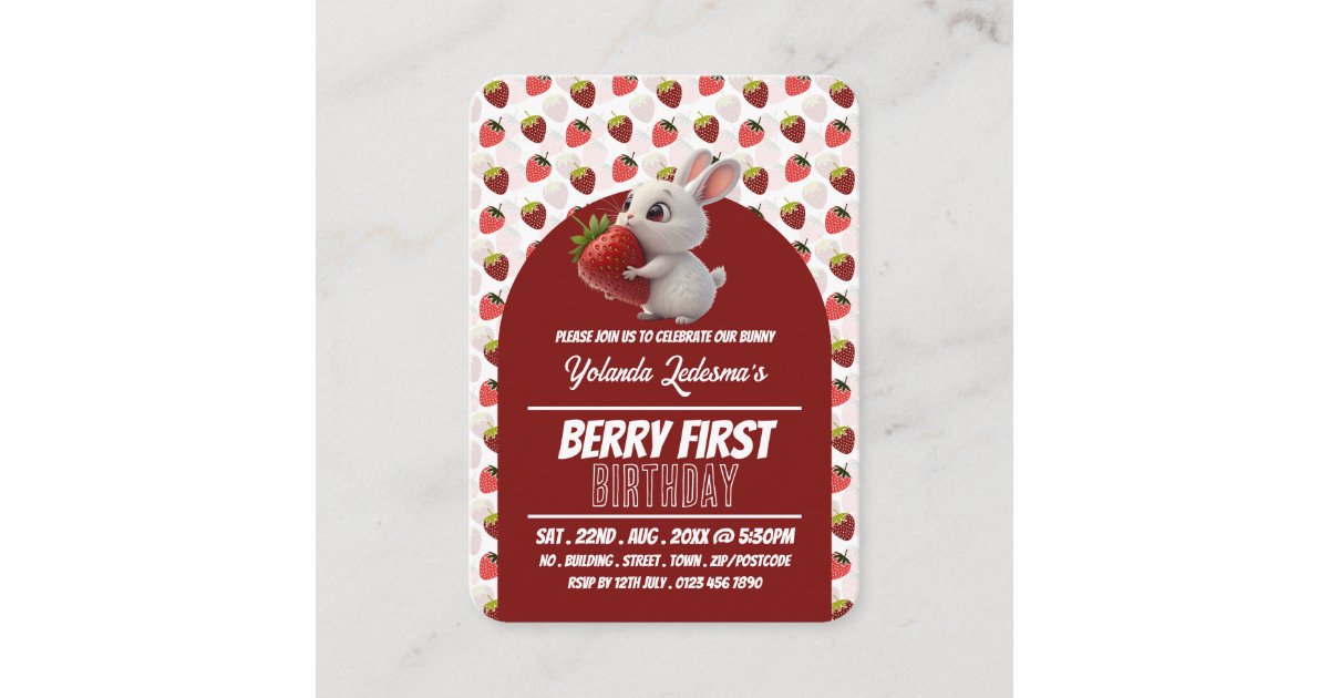 Strawbunny, Berry First Birthday Handout Tickets | Zazzle