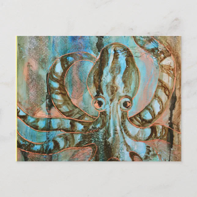 Striped Octopus Sea Creature Art Postcard | Zazzle