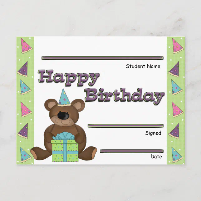 Student Birthday Recognition Award Postcard | Zazzle