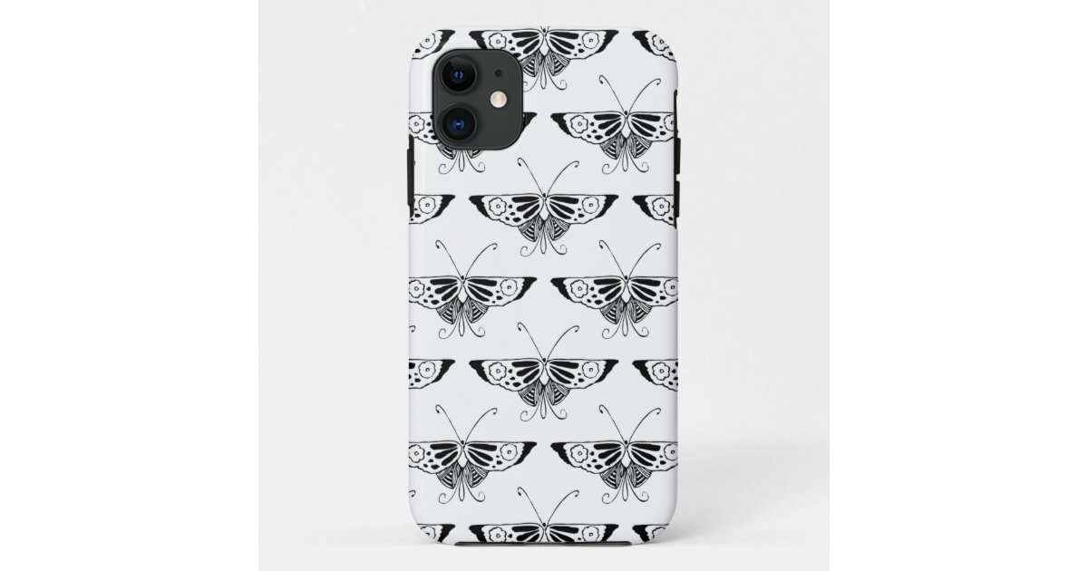Stylised Deco butterfly - white and black Case-Mate iPhone Case | Zazzle