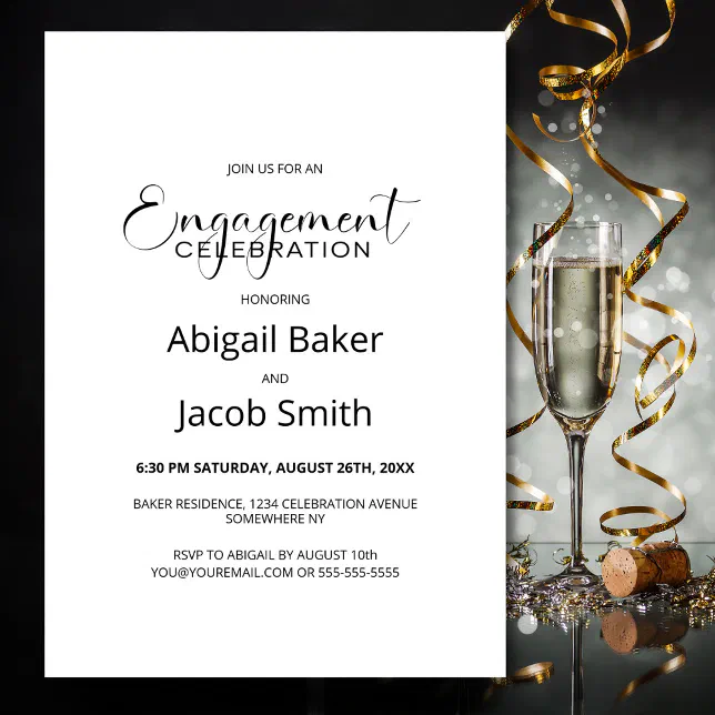 Stylish Minimalist Engagement Party Invitation | Zazzle