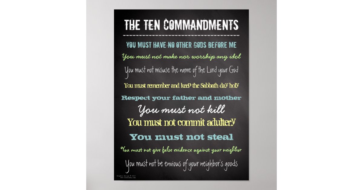 Stylish Modern Ten Commandments Sign | Zazzle