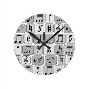 Music Notes Pattern Wall Clocks | Zazzle.com.au