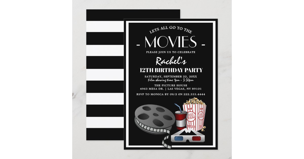 Stylish Movie's Kids Birthday Party | Cinema Invitation | Zazzle