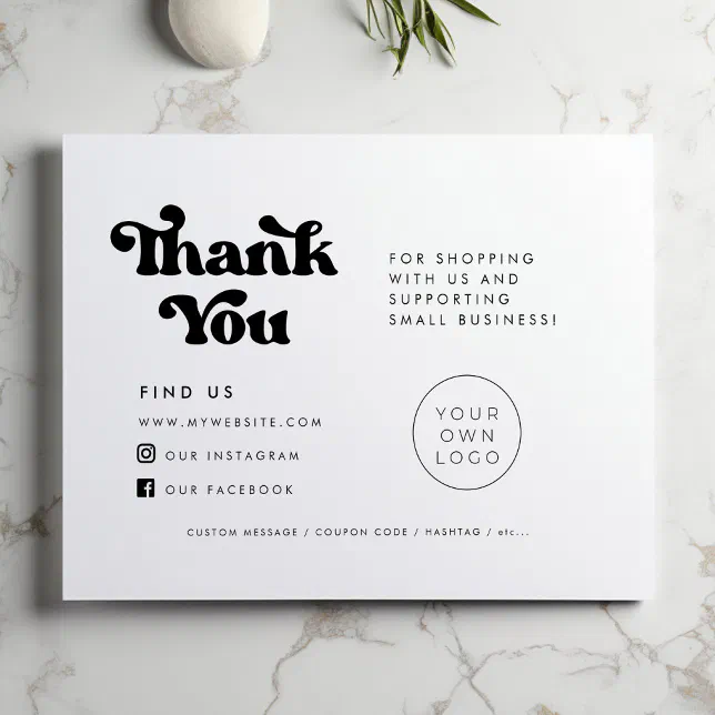 Stylish retro Thank you package insert card | Zazzle