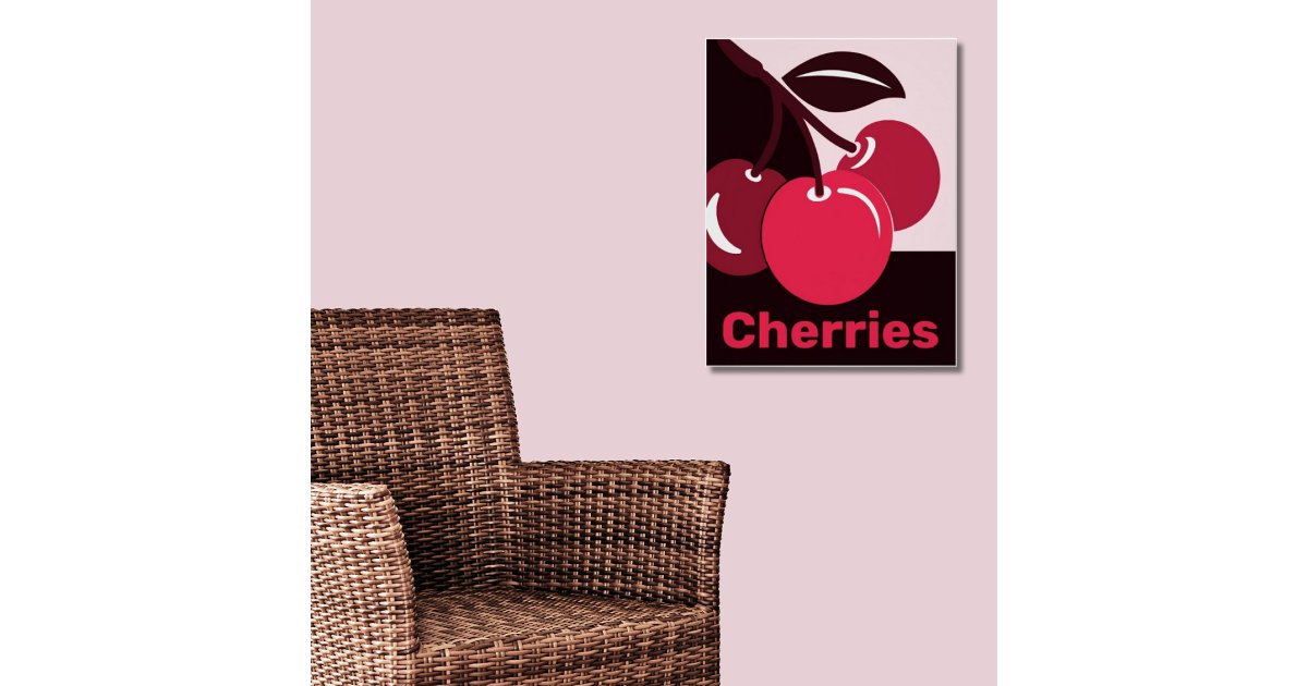 Stylized Pink and Black Cherry Triplet & Caption Poster | Zazzle