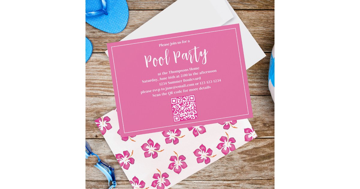 Summer Pink Floral Party Custom Invitation | Zazzle