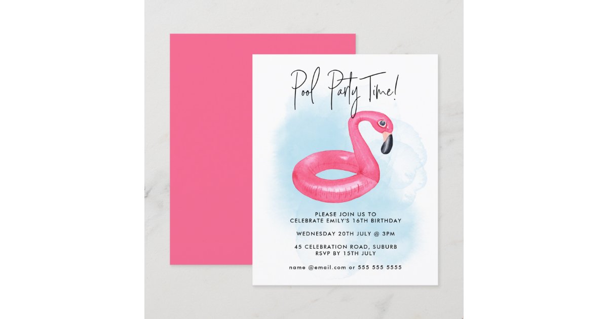 Summer Pool Party Pink Flamingo Teen Birthday | Zazzle