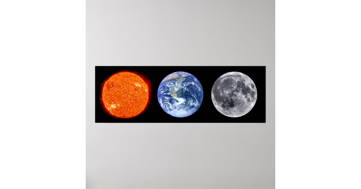 Sun, Earth, & Moon Poster | Zazzle