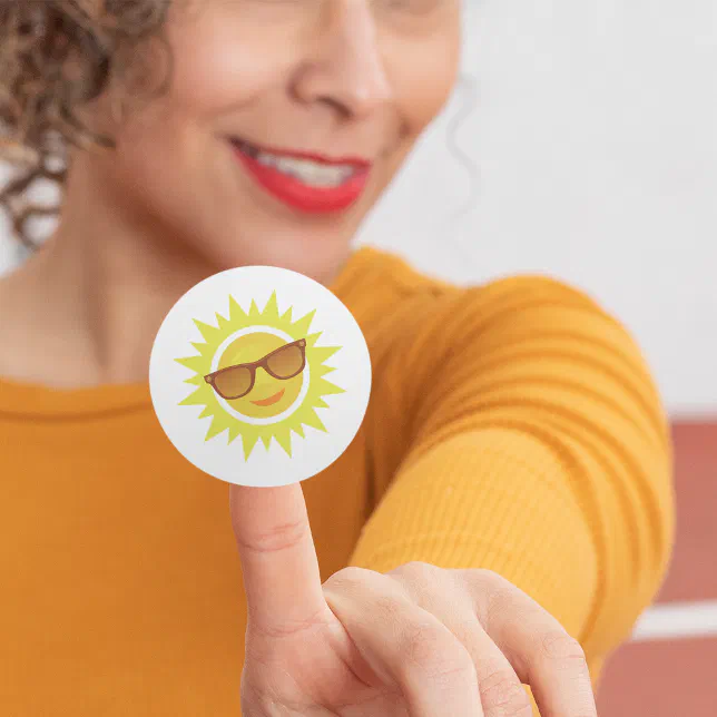 Sun Wearing Sunglasses Classic Round Sticker | Zazzle