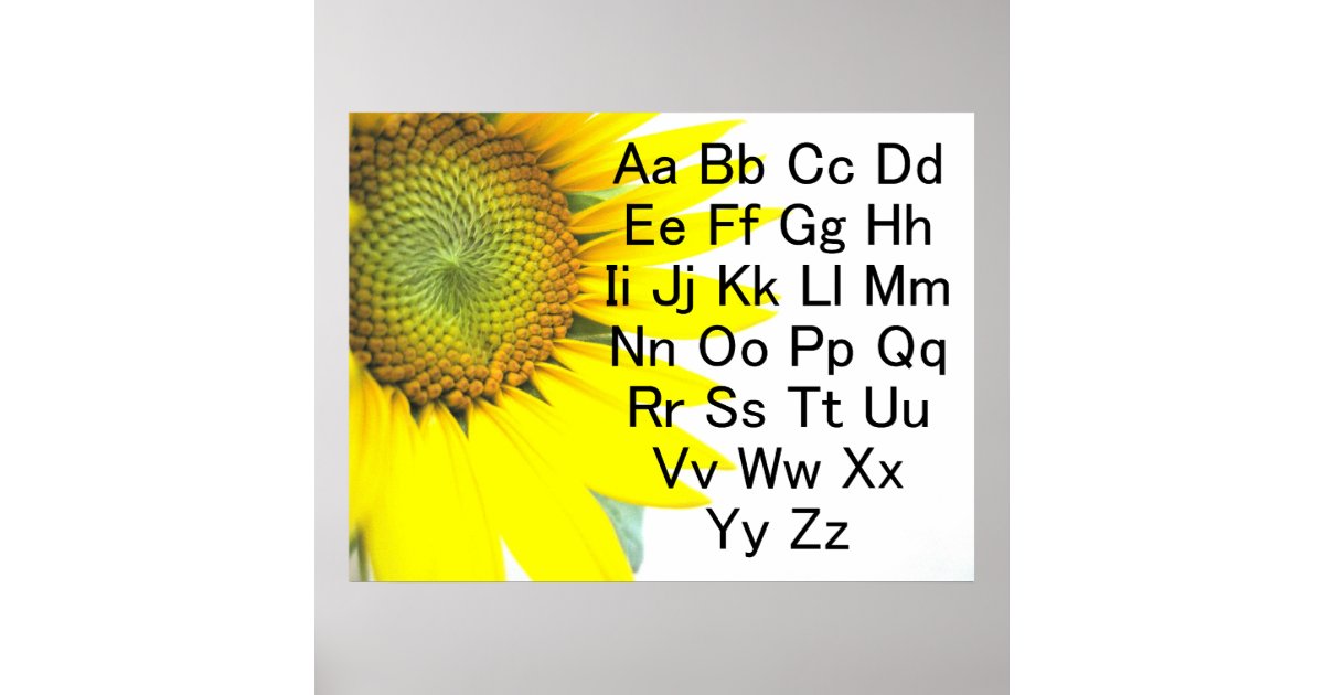 Sunflower Alphabet Chart Poster | Zazzle