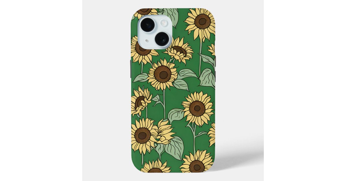 Sunflower pattern floral phone case | Zazzle