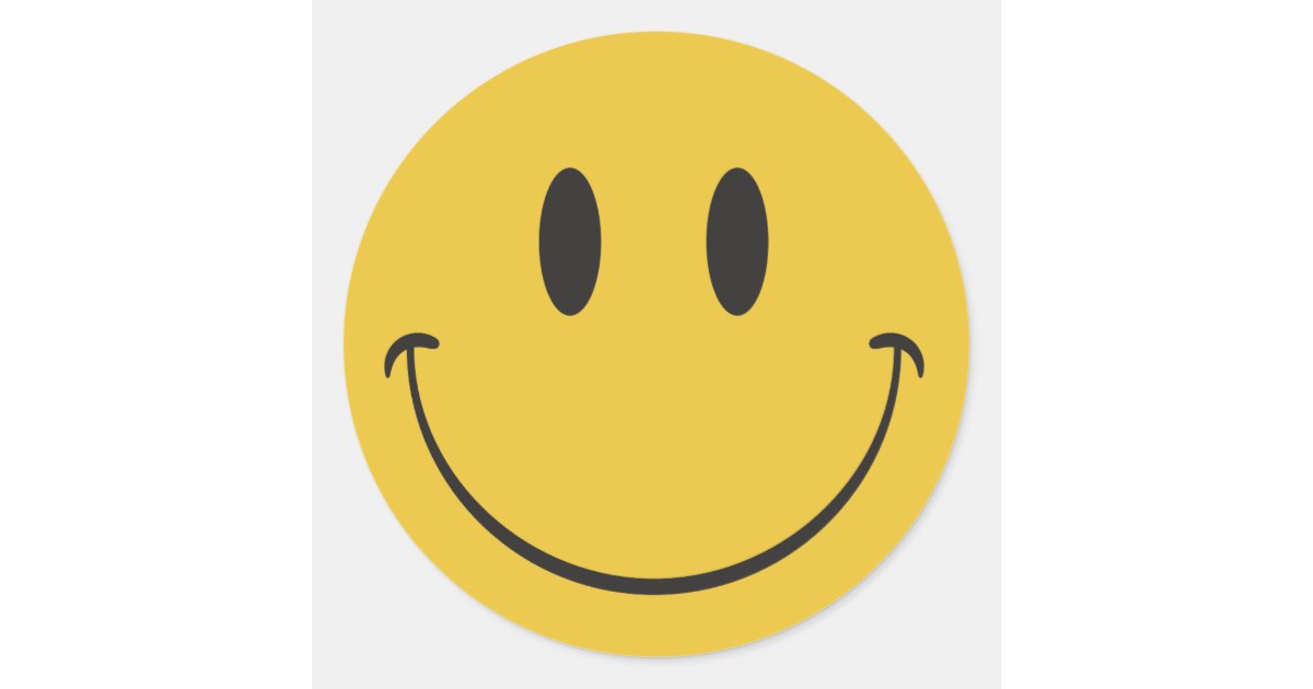 Super big smile happy face Emoji Classic Round Sticker | Zazzle