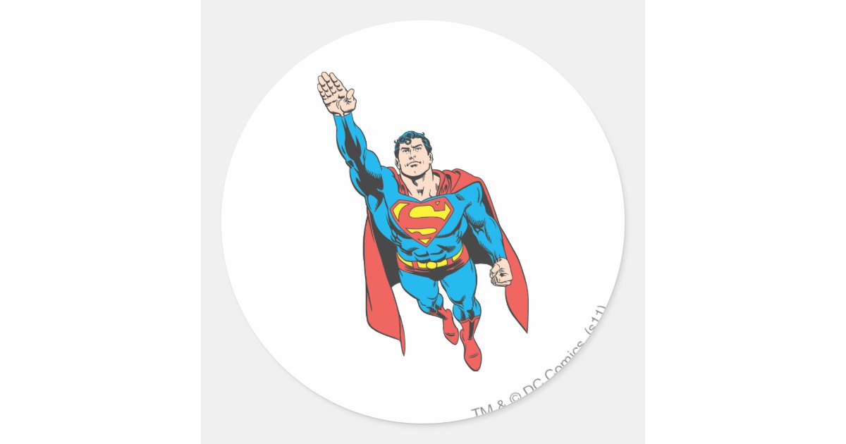 Superman Right Arm Raised Classic Round Sticker | Zazzle