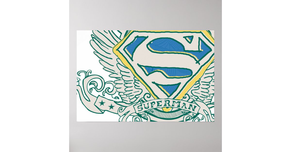 Superman Stylized | Sketched Crest Logo Poster | Zazzle
