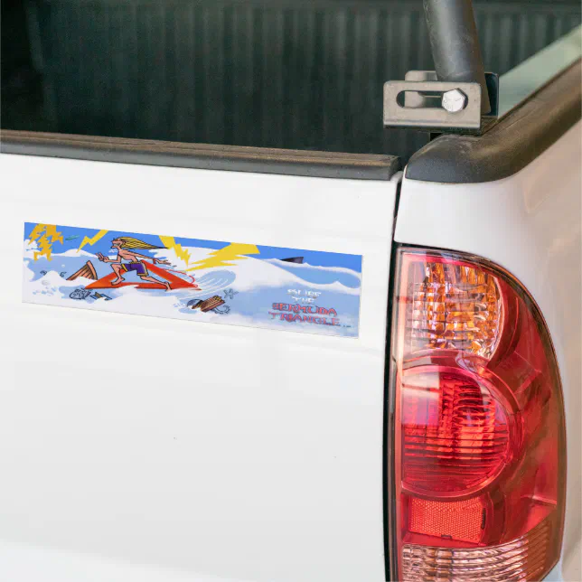 Surf The Bermuda Triangle bumper sticker | Zazzle